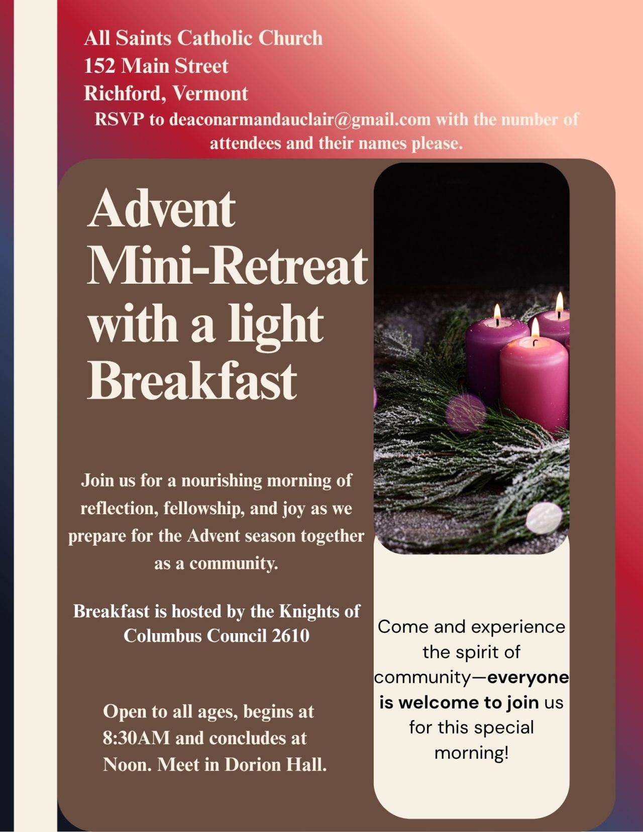 Advent Mini-Retreat with a light Breakfast - VECNCC